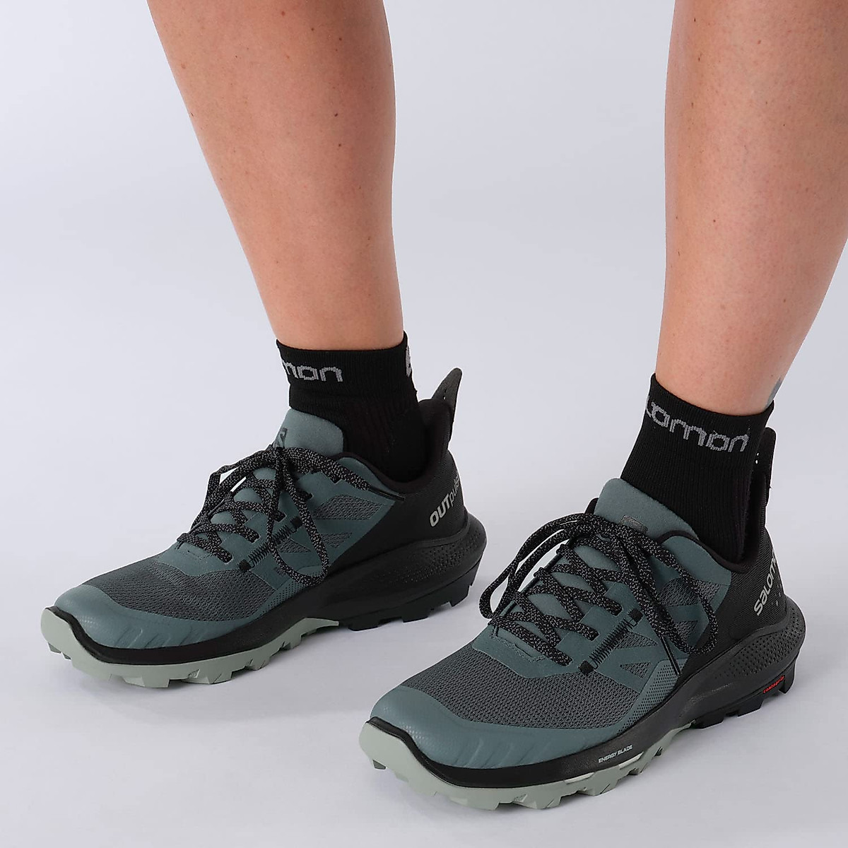 Salomon Women's OUTPULSE Hiking Shoes for Women, Stormy Weather/Black/Wrought Iron, 8