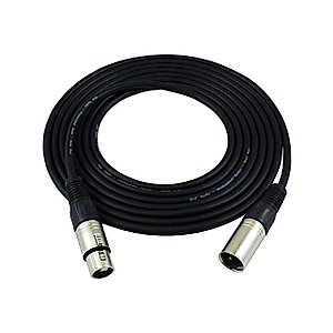 GLS Audio 12ft Mic Cable Patch Cords - XLR Male to XLR Female Black Cables - 12' Balanced Mike Snake Cord - SINGLE