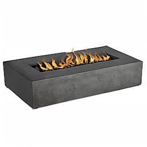 BBQGuys Signature La Valle 56-Inch Rectangle Propane Fire Table - Carbon - 1590LP-CBN