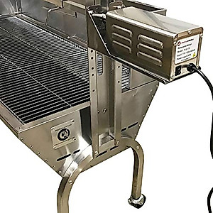 COMMERCIALBARGAINSINC Portable BBQ Whole Pig, Lamb, Goat Charcoal Spit Rotisserie Roaster Grill, 30 Watt Motor, 201 Stainless Steel, with Back Cover Guard