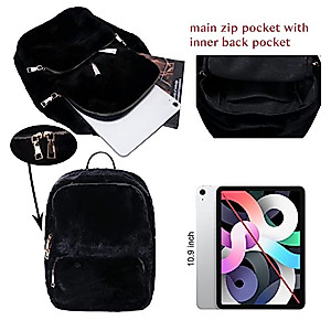 Alissie Mini Purse Backpacks for Women Furry Bag Kawaii Fluffy Fuzzy Bag anime Faux Fur 2 in 1 Travel Daypacks