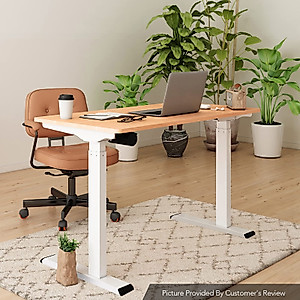 FLEXISPOT EN1 Height Adjustable Electric Standing Desk 48 x 30 Inches Whole-Piece Desk Stand Up Home Office Desk (White Frame + 48" Maple Top, 2 Packages)