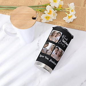 Personalized Picture Coffee Mug with Text Name Gift on Mother's Day Birthday for Mom Wife Grandma Custom Photo Travel Tumbler Insulated Stainless Steel Image Cup