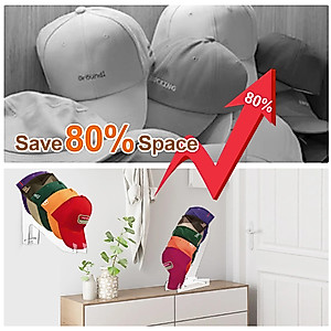 Loscarol Baseball Cap Hat Organizer - 2 Pack Space-Saving Hat Rack Storage | Wall Mounted Hat Holder for Closet, Dresser, Entrance | Acrylic Hat Stand Display & Cap Organizer for 10 Baseball Caps