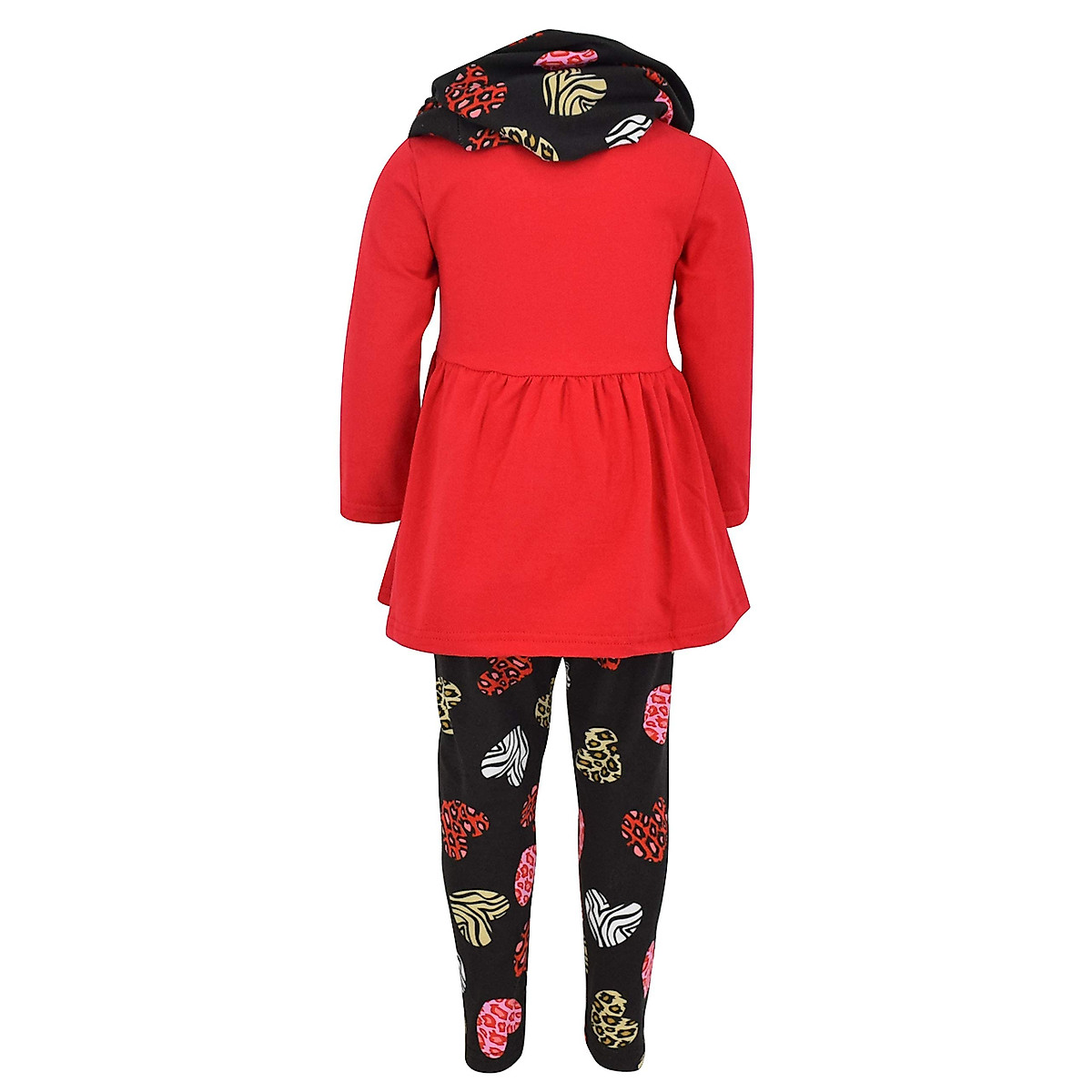 Unique Baby Girls Valentines Day Toddler Animal Print Hearts Legging Set Outfit (7 Years, Red)