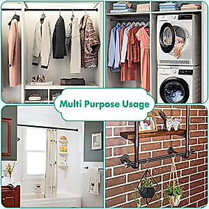 Adjustable Closet Rod for Hanging Clothes, 28 to 42 Inch Adjustable Closet Hanging Rods, Metal Space Saver Extender Closet Bar for Wardrobes, Laundry Room, Shoe Cabinets