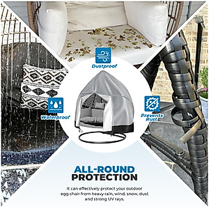 Patio Hanging Double Egg Chair Cover, 91x80 Inches Extra Large Waterproof Double Egg Chair Cover for Outdoor Furniture, Heavy Duty Swing Hanging Egg Chair Cover for Outdoor Porch Wicker Egg Chair