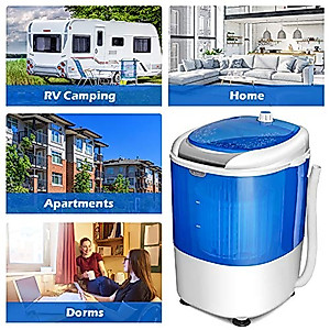 COSTWAY Portable Mini Washing Machine with Spin Dryer, Washing Capacity 5.5lbs, Electric Compact Machines Durable Design Energy Saving, Rotary Controller, Laundry Washer for Home Apartment RV, Blue