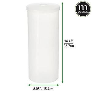 mDesign Plastic Floor Stand Toilet Paper Organizer with Cover, 3-Roll Space-Saving Tissue Storage for Bathroom - Fits Under Sink, Vanity, Shelf, in Cabinet, Corner - Aura Collection - Frost