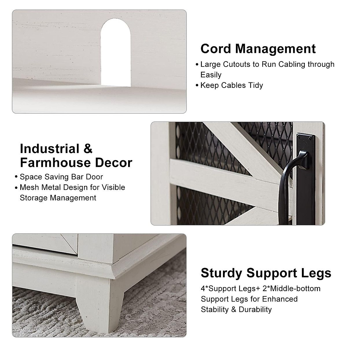 OKD Fireplace TV Stand for 70 75+ Inch TV, Industrial & Farmhouse Entertainment Center w/23 Electric Fireplace & Sliding Barn Door, Rustic Media Console Cabinet for Living Rooms, Antique White