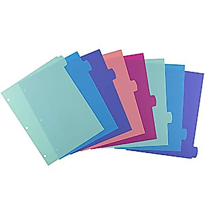 Avery Durable Plastic 8-Tab Write & Erase Big Tab Dividers for 3 Ring Binders, Pastel Brights (16271)