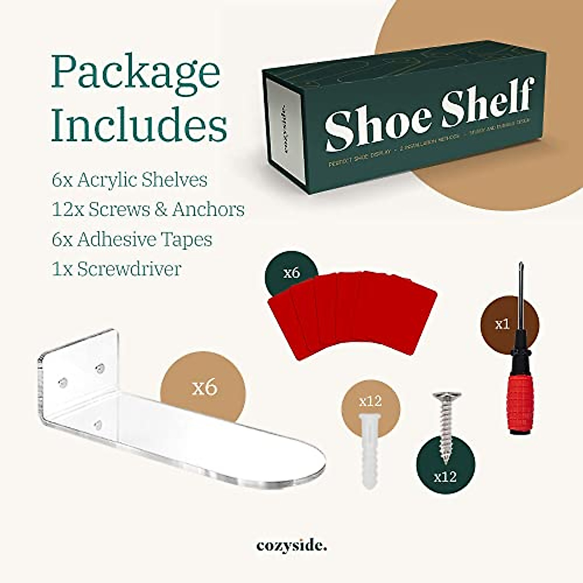 Floating Shoe Shelf For Wall - 6 Shoe Display Shelf for Wall, Floating Shoe Display Shelf for Sneakers, Shoe Shelf Wall Mount for Bedroom - Shoe Shelf Wall Mounted, Shoe Wall Shelf Display for Sneaker