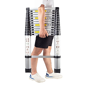 Pro Aluminum Telescoping Ladder 16.5 FT, Extension Ladder 2-in-1, Multi-Purpose Ladder (LD-5000) Sliver