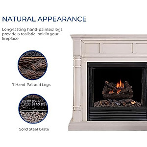 Duluth Forge DLS-18T-2 Dual Fuel Ventless Fireplace Logs Set with Thermostat, Use with Natural Gas or Liquid Propane, 30000 BTU, Heats up to 1000 Sq. Ft, Stacked Red Oak, 18 Inches