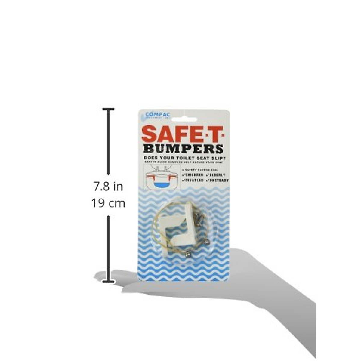 COMPAC HOME Compac’s Stabilizers T Bumpers, Lock Place, Keeps Children, Elderly, Disabled Safe from Slipping Off Shaking, Moving or Wobbly Toilet Seat (1 Set), White, 1 Count (Pack of 1)