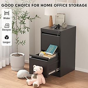 Superday 2 Drawer Vertical File Cabinet, 18” D Filing Cabinet with Lock, Locking Filing Cabinet for Home Office, Black Metal File Cabinet for Hanging Letter/Legal Folders