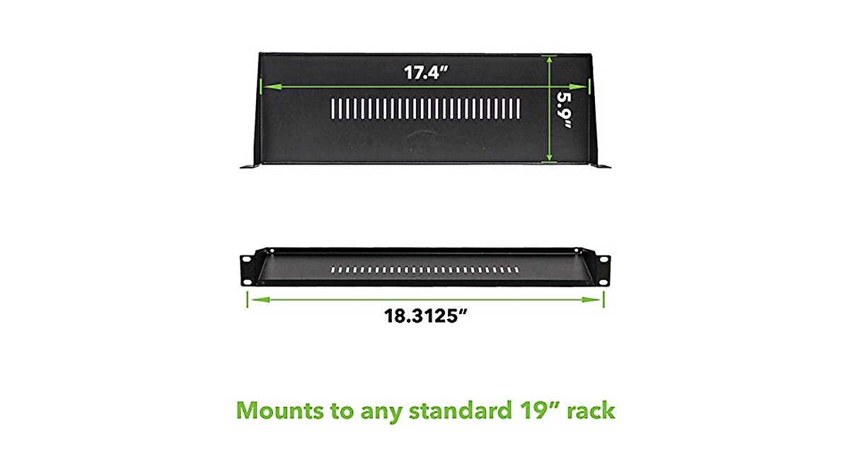 NavePoint 19" 1U Rack Mount Keyboard Shelf - 6" Deep Black