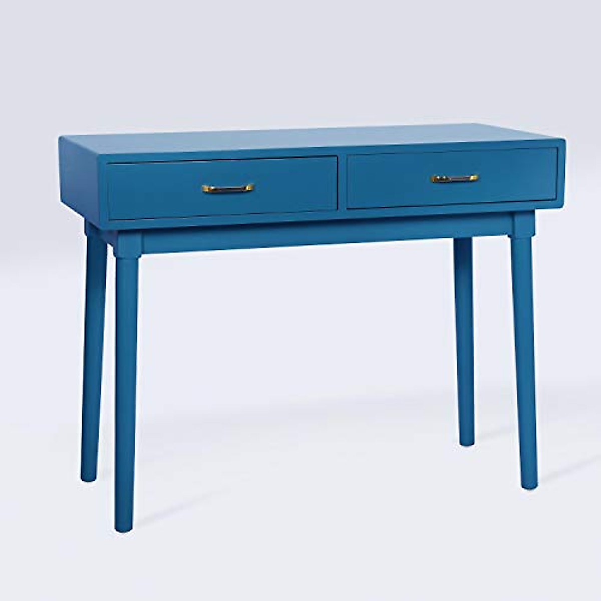 FUNKOCO White Writing Computer Desk with 2 Storage Drawers for Home Office,Modern Laptop PC Table Workstation, Vanity Table (Royal Blue)