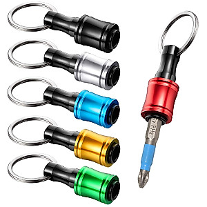 Saipe 6PCS Keychain Extension Bar Aluminum Alloy Screwdriver Bits Holder Set Portable Drill Screw Adapter Quick Release Extension Bar for 1/4inch Hex Shank