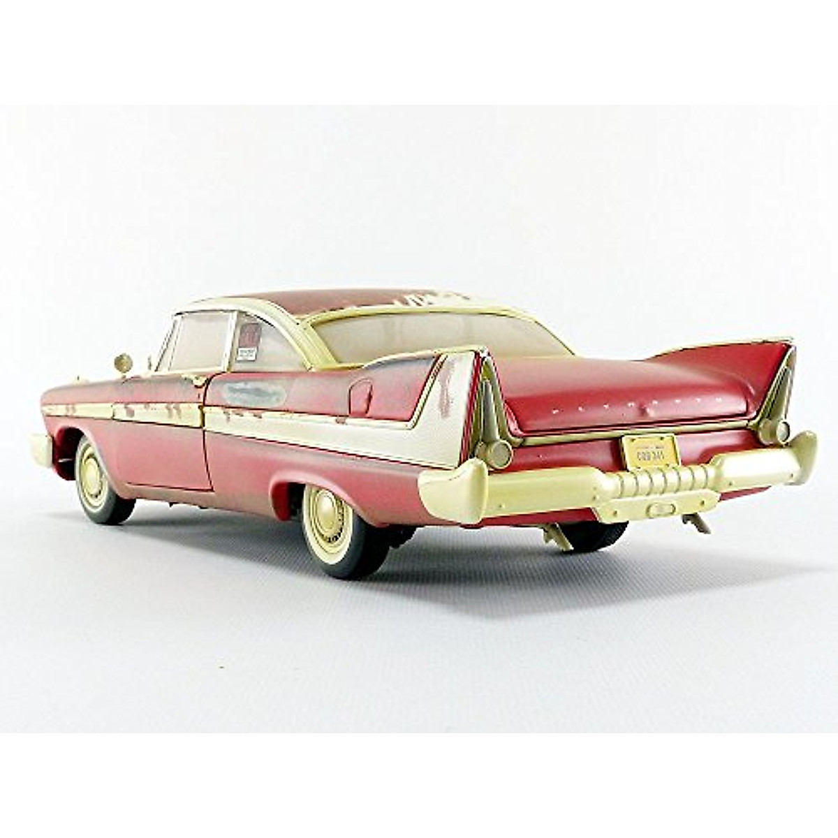 Auto World - Christine 1958 Plymouth Fury in Red - Dirty Version - 1/18 Scale Die Cast Collectible Model Muscle Car for Kids and Adults