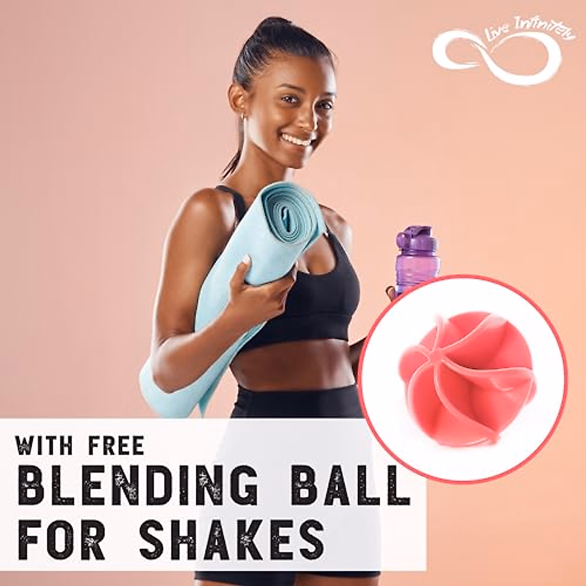 Live Infinitely 24 oz Water Bottle with Time Marker - Insulated Measured Water Tracker Screen - BPA Free Gym Water Bottle - Locking Flip Top Lid, Rubberized (Rose, 24oz)