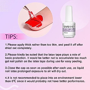 SAVILAND Liquid Latex for Nails, 30ML Latex Nail Polish Barrier Peel Off - Latex Tape Peel Off for Nails Cuticle Guard Skin Barrier Protector Nail Latex with Tweezers for Home DIY Nail Art Salon