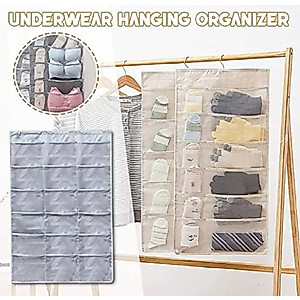 GUAGLL 24 Space Capacity Underwear Socks Storage Bag Non Woven Foldable Window Wardrobe Storage Bag for Underwear Socks