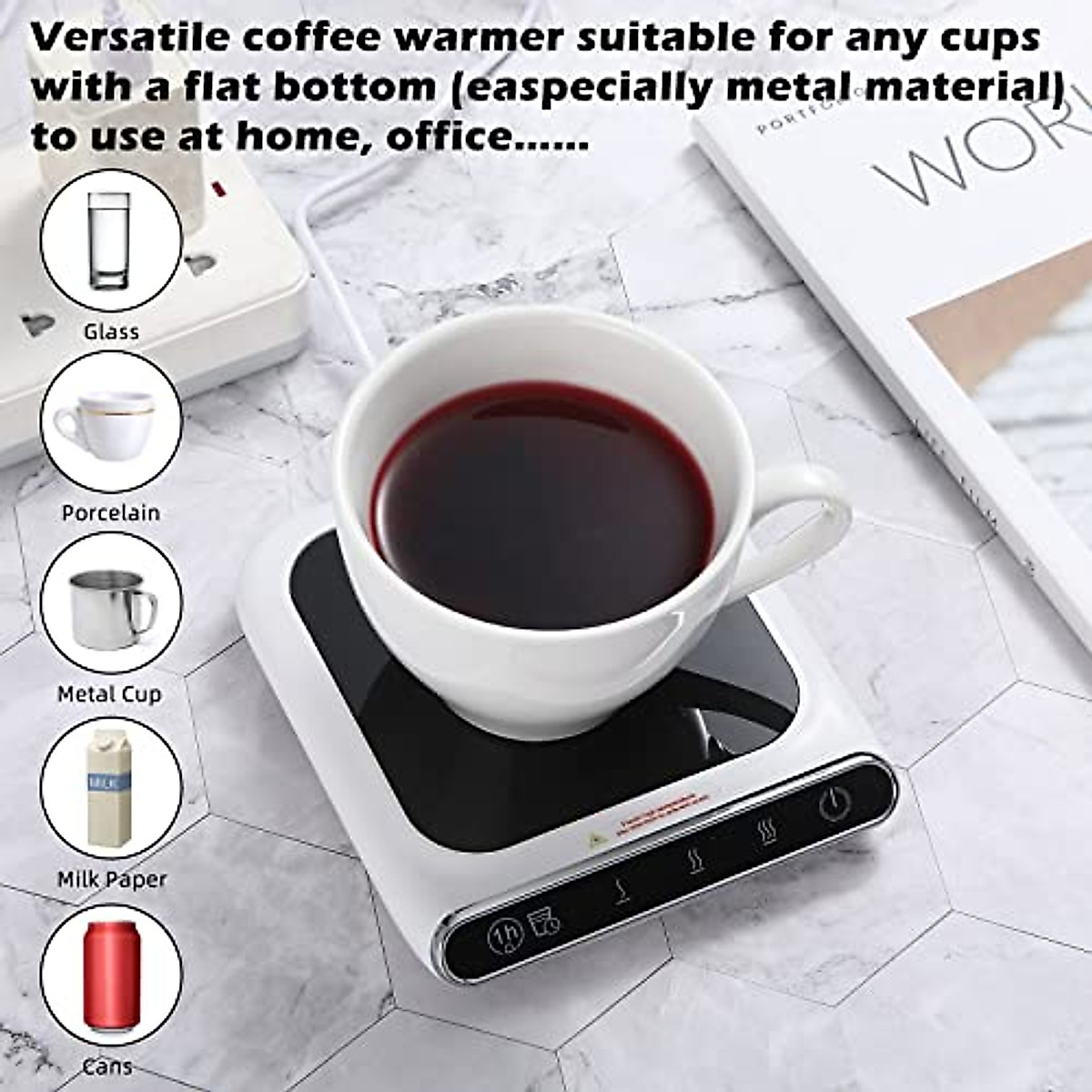 Coffee Cup Warmer for Desk Set of 2 Coffee Heater with Auto Shut Off Electric Coffee Plate Charged Coffee Hot Pads Warmer Plate Beverage Warmer for Coffee Milk Tea Water Christmas Birthday Favor