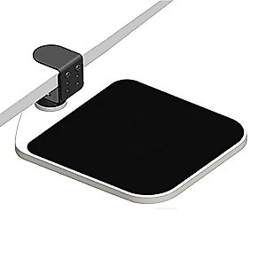 FUZADEL Mouse Platform Clamp On Under Desk Adjustable Mouse Tray Mount Swivel Mouse Tray Wrist Rest Rotating 360 Degree