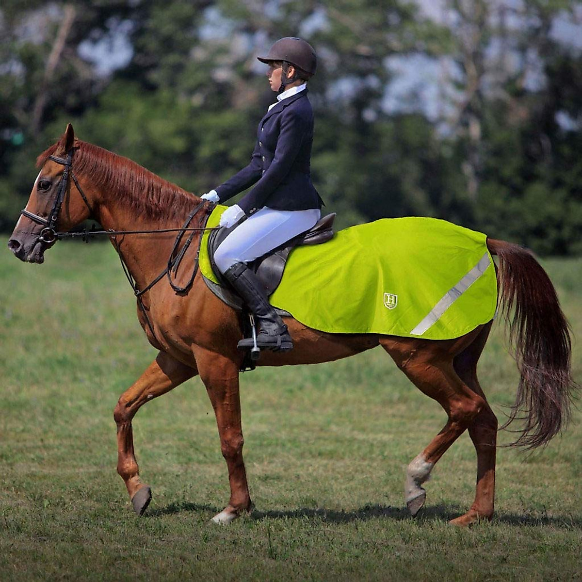 Harrison Howard Climax Horse Sheet Waterproof/Fleece Lining Horse Blanket with Hi-Vis Features Superb Night Safty on Road-Fluorescent Green