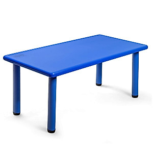 Costzon 47 x 23.5 Inch Rectangular Kids Table, Children School Activity Table for Reading Drawing Dining Playing, Multifunctional Plastic Table w/Steel Pipe, Toddler Furniture for Boys & Girls (Blue)