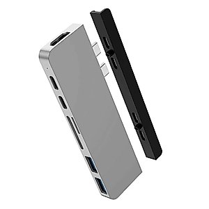 HyperDrive USB C Hub, Mac Type-C Dual Hub Adapter for MacBook Pro Air 13" 15" 16" iPad Pro, USB-C Devices, 7in2: USBC PD 100W 40Gbps, 4K HDMI, microSD/SD Card Reader, 2xUSB 3.1 Space Grey