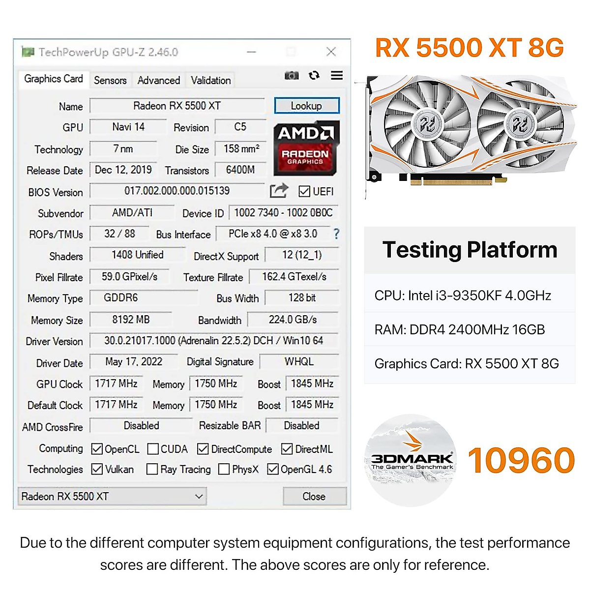 PELADN AMD Radeon RX 5500XT 8G GDDR6 Dual-Fan Edition HDMI DisplayPort Gaming Graphics Card