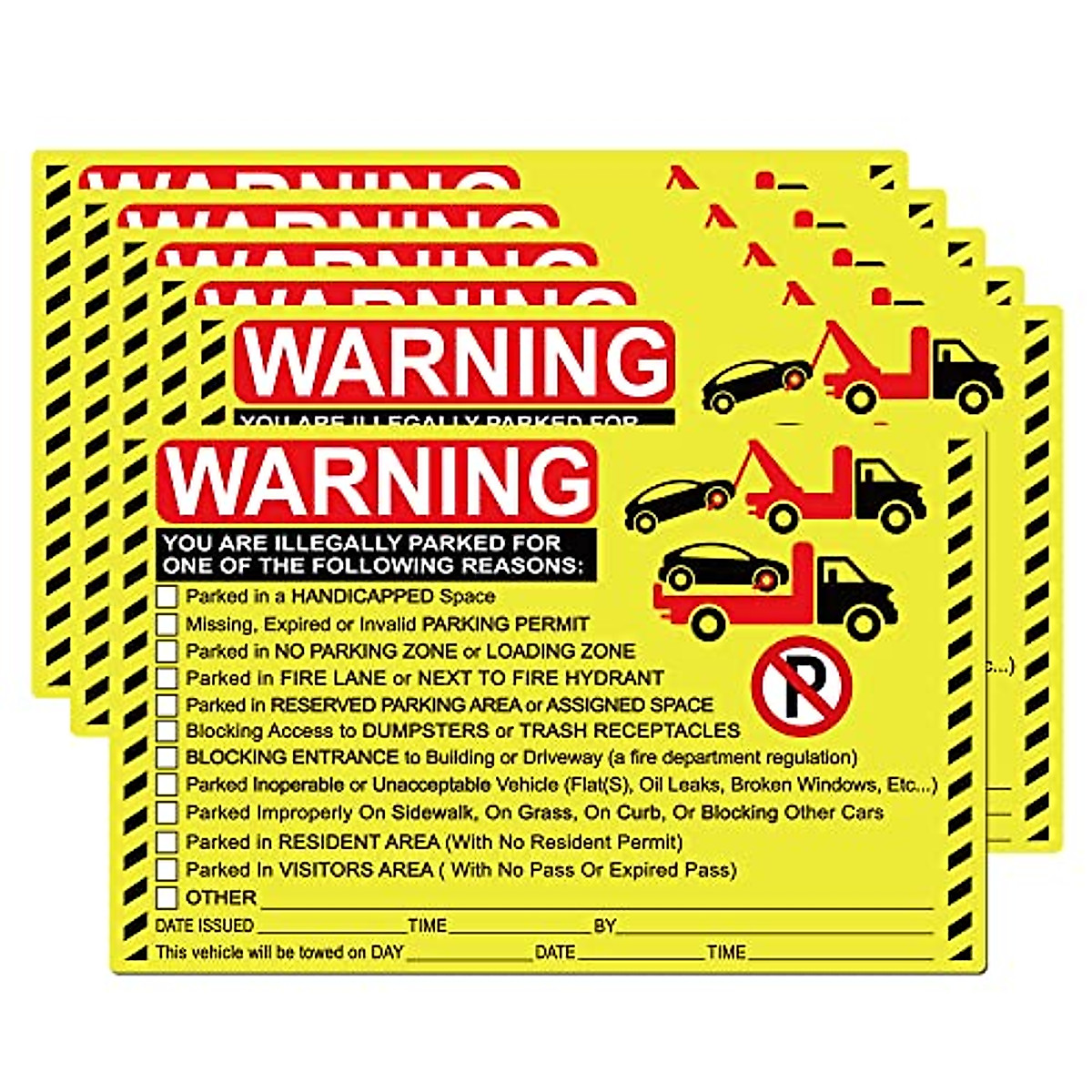 Parking Violation Stickers Hard to Remove "You are Illegally Parked" Tow Reserved Handicapped,Private Parking Stickers 5 x 8 Inch - You are Illegally Parked Stickers Towing Labels for Cars 25 Pack