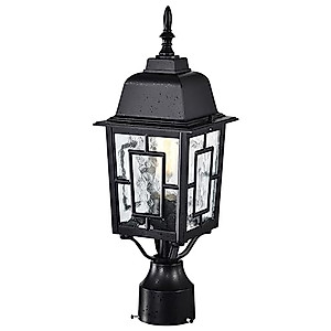 Nuvo 60/4929 Banyan Outdoor Post Lantern Light Fixture with Clear Water Glass, 17.25 x 6.13 Inches, Textured Black
