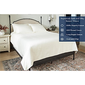 Delara GOTS Certified 100% Organic Cotton Duvet Cover Set 400TC, Long Staple Cotton, Ultra Soft, Silky, Moisture-Wicking, Smooth & Breathable, Duvet for Hot Sleepers with 8 Internal Ties