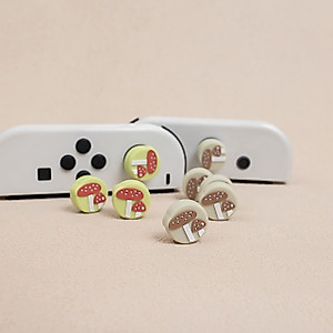 Ocanblu - Cute Mushroom Thumb Grip Caps, Compatible with Nintendo Switch/Switch OLED/Switch Lite, Soft Silicone Joystick Caps, 4PCS (Brown&Red)