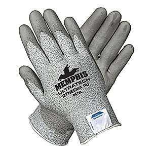 MCR Safety 9676L UltraTech Dyneema 13-Gauge PU Coating Washable Gloves, Salt and Pepper, Large, 1-Pair
