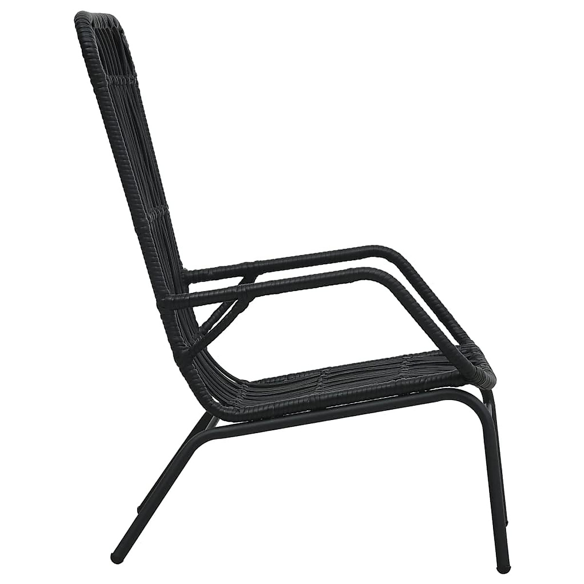 vidaXL Poly Rattan Black Patio Chair - Weather-Resistant Outdoor Seating Furniture with Powder-Coated Steel Frame - Easy to Assemble