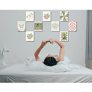 MINI ZOZI Danish Pastel Posters 8x10 9pcs Aesthetic Room Decor Green And Pink Wall Art Prints Collage Cute Coquette Trendy Preppy Coconut Girl Y2k Kawaii Indie Retro Pictures Butterfly Heart Cherry
