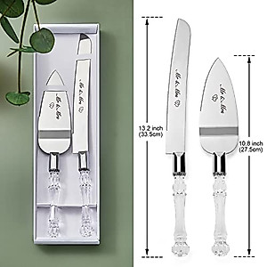 ALICEPUB Wedding Cake Knife And Server Set, Cake Cutting Set for Wedding Stainless Steel Cake Pie Serving Set Personalized Gifts for Birthday, Parties, Events