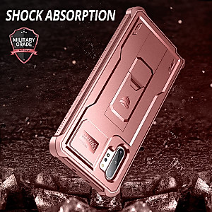 Dexnor for Samsung Galaxy Note 10+ Plus Case, [Built in Screen Protector and Kickstand] Heavy Military Grade Protection Shockproof Protective Cover for Samsung Galaxy Note 10 Plus Rose Gold