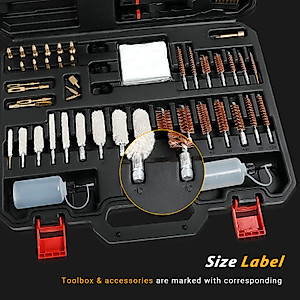 LUXHMOX 59-in-1 Universal Hunting Rifle Pistol Gun Cleaning Kit for All Shotguns - Carrying Case Including Cotton Mop, Bronze Brushes, Brass Jags, Brass Rods, Empty Oil Bottles (Black)
