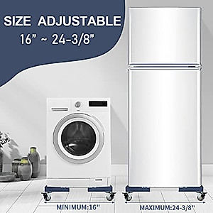 WBD WEIBIDA Adjustable Furniture Dolly with 4 Dual-Locking Wheels, Universal Washing Machine Base Stand, Square Appliance Mover for Refrigerator, Mini-Fridge, Washer & Dryer, Moving Cart