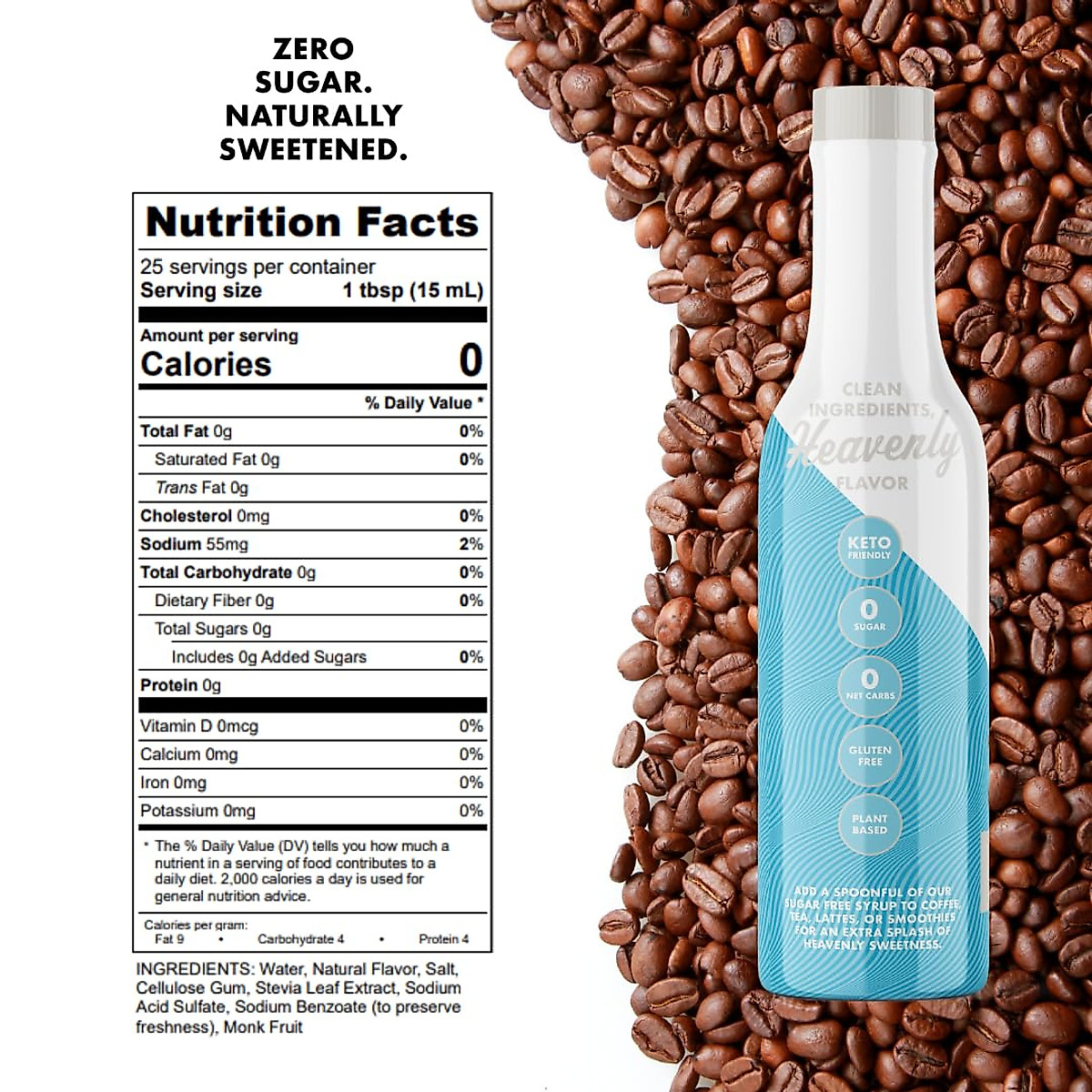 Miss Mary's Madagascar Vanilla Sugar Free Coffee Syrup- Stevia Based, No Sugar Alcohols or Sucralose, No Artificial Sweeteners, Natural Ingredients, Coffee Tea Cocoa Dessert, Keto Friendly, 1 Pack