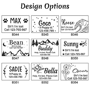 Atdesk Personalized Dog Tags, Slide On Pet ID Tag, Engraved Stainless Steel Cat Collar Tag, No Jingle Dog Name Tag Silent Pet Identification Tags(Large Black)