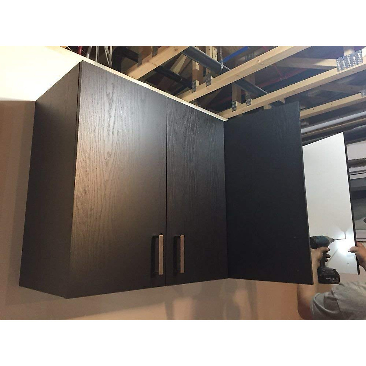 Walldecor1 Black Wood Grain Contact Paper Self Adhesive Shelf Liner Cabinet Countertops Furniture Sticker 17.7 Inch x 196 Inch