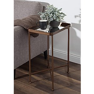 Kate and Laurel Celia Modern Mirrored Tray Side Table, 18 x 12 x 26, Dark Bronze, Foldable Rectangular End Table for Storage and Display
