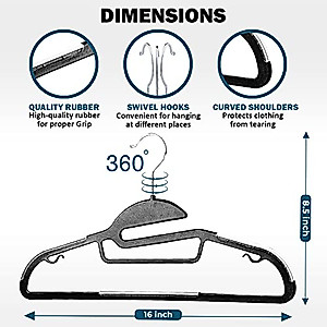 White Color Plastic Clothes Hangers (20 Pk) Non Slip Rubberized U-Slide Hanger, Ultra Thin Space Saving Suit Hanger, Non Slip Pants Hanger, Strong & Heavy Duty Plastic Coat Hanger, Strap Hooks.