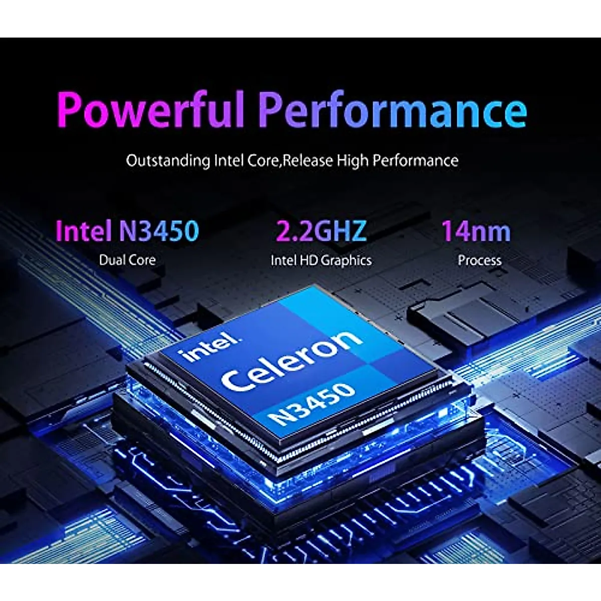 14.1'' Windows 11 Laptop, Intel Celeron N3450, 1920x1080 FHD IPS Display, Ultra Slim Notebook PC, with 4GB RAM 64GB EMMC, BT4.2, Work Study Computer